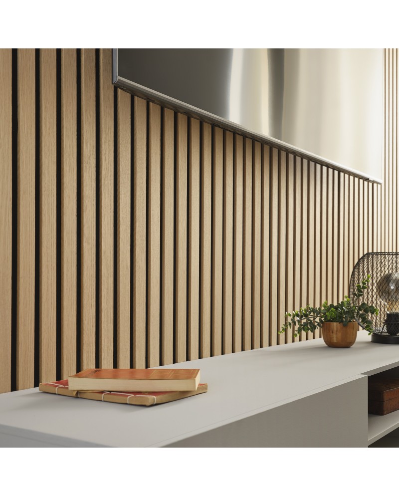 VERTIGO |Slim slat wall panel - Light oak 250cm