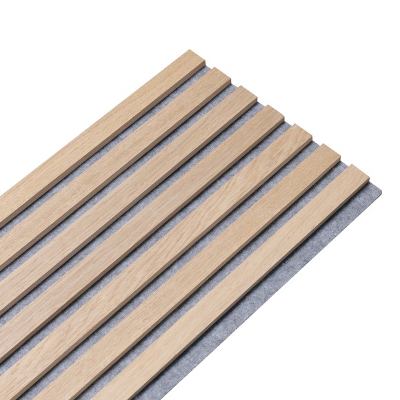 VERTIGO |Slim slat wall panel - Light oak/ grey felt 250cm