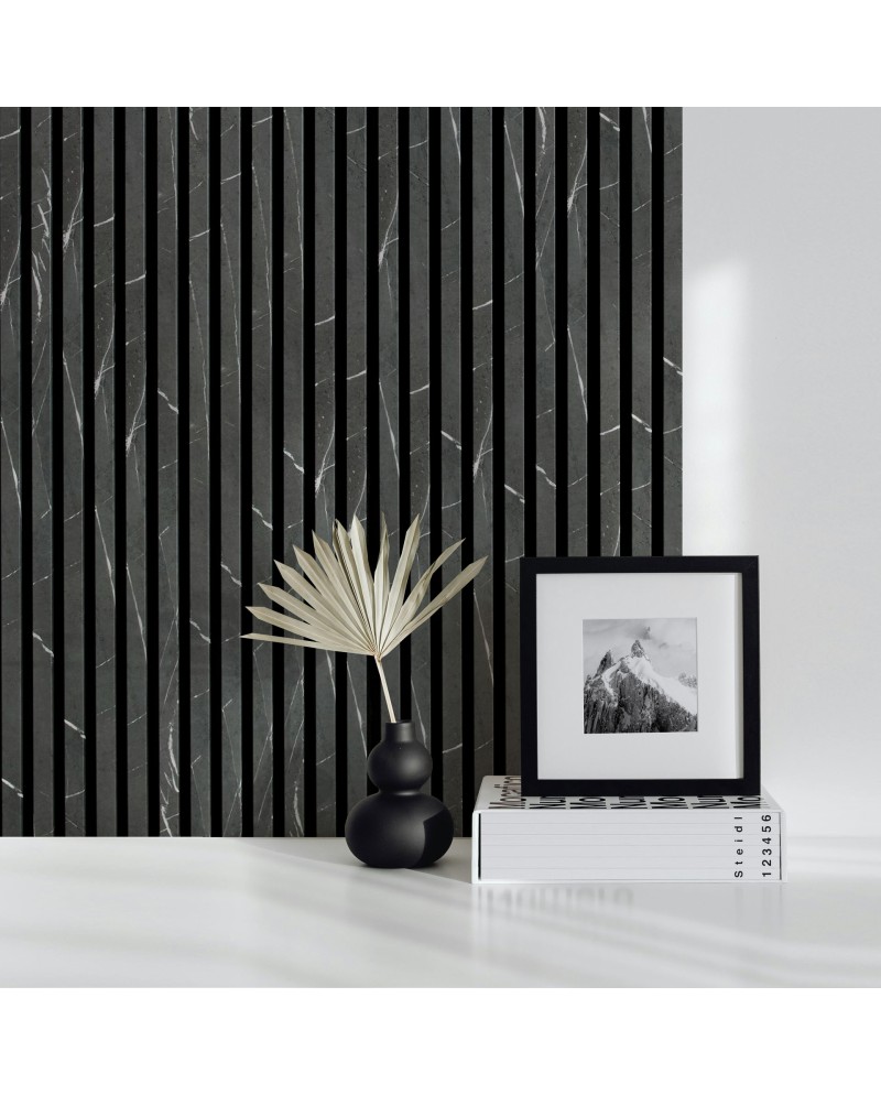 VERTIGO | Panneau tasseaux - Décor marbre noir 250 cm